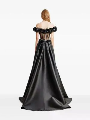 GEMY MAALOUF Off-shoulder Floral Embellished Gown