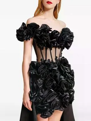 GEMY MAALOUF Off-shoulder Floral Embellished Gown