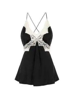 Alberta Ferretti Lace-trim Top - Black