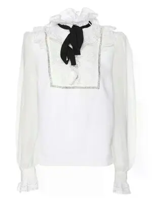 SELF-PORTRAIT Frill Collar Bow Blouse