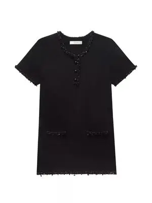 FRAME The Beaded Trim Embellishment Button Dress