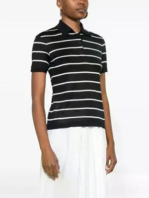 Max Mara Striped Silk Polo Top