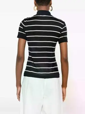 Max Mara Striped Silk Polo Top