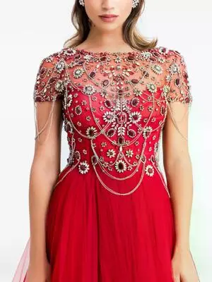 GEMY MAALOUF Beaded Corset Maxi Dress