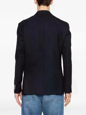 LARDINI Double-breasted Gold-tone Blazer - Black