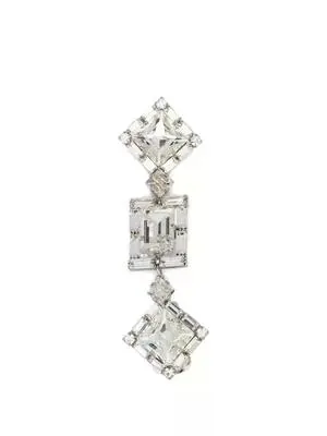 Alessandra Rich Crystal Drop Clip-on Earrings - Silver