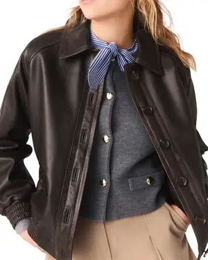 Maje Cropped Leather Jacket