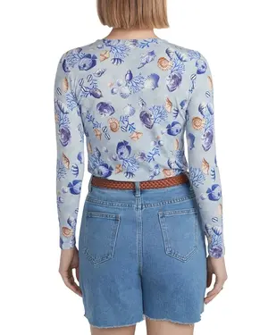 POINT Embroidered Bird Print Top - Seashells