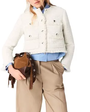 Maje Short Tweed Jacket - Ecru