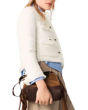 Maje Short Tweed Jacket - Ecru