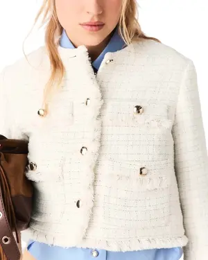 Maje Short Tweed Jacket - Ecru
