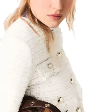 Maje Short Tweed Jacket - Ecru