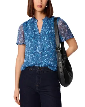 Whistles Ditsy Floral V-neck Blouse - Teal/multi
