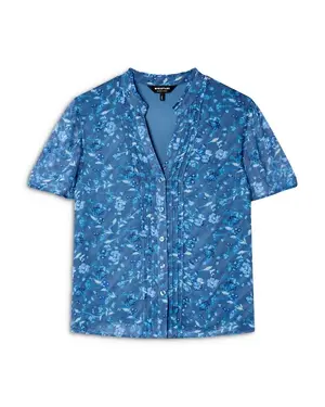 Whistles Ditsy Floral V-neck Blouse - Teal/multi