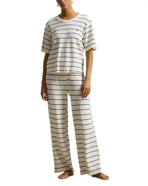 Polo Ralph Lauren Striped Tee And Pants Pajama Set - Egret Stripe