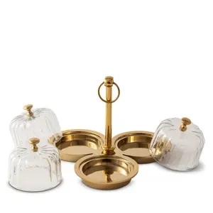 LULU POWERS Fluted Glass Dome Entertaining Trio