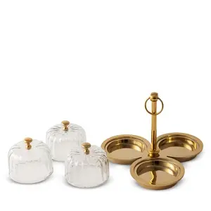 LULU POWERS Fluted Glass Dome Entertaining Trio