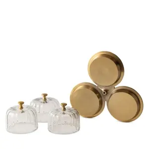 LULU POWERS Fluted Glass Dome Entertaining Trio