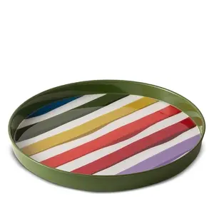LULU POWERS Cheetah Round Tray - Stripe