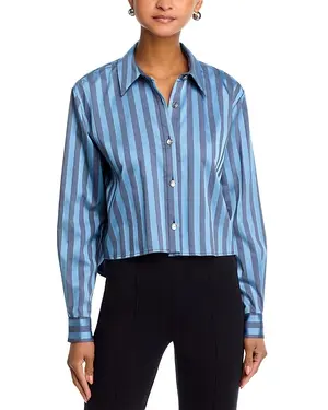 L'Agence Cosette Crop Shirt - Blue Multi