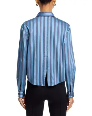 L'Agence Cosette Crop Shirt - Blue Multi