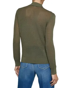 L'Agence Carine Pointelle Collared Sweater - Smokey Olive