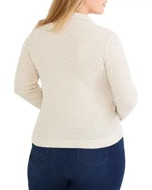 NIC+ZOE Textured Tuck Stitch Knit Polo - Neutral Multi