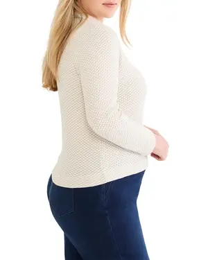 NIC+ZOE Textured Tuck Stitch Knit Polo - Neutral Multi