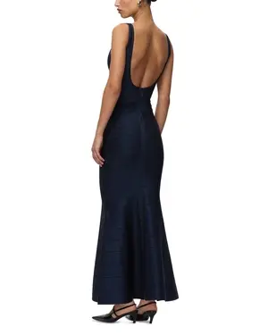 Herve Leger Dion Metallic Gown - Storm