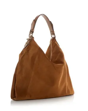 JIMMY CHOO Ana Suede Hobo Shoulder Bag