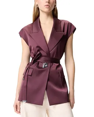 Pinko Satin Sleeveless Jacket Top - R