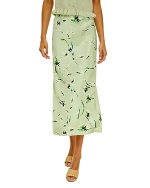 Floral Satin Midi Skirts