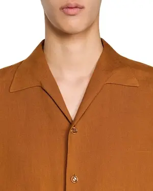 Sandro Classic Fit Shark Collar Linen Shirt