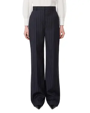 Max Mara Mstenfasi Striped Wool Trousers - Navy