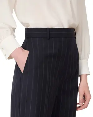 Max Mara Mstenfasi Striped Wool Trousers - Navy