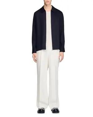Sandro Wing Collar Zip Shirt - Black