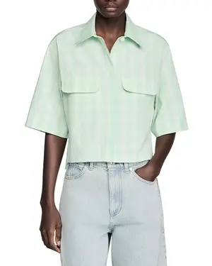 Sandro Kaia Crop Check Shirt