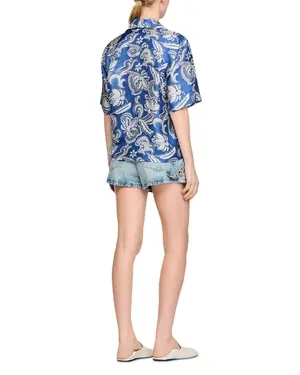 Sandro Floral Print Shirt - Blue / Ecru