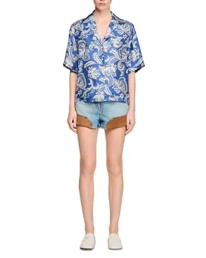 Sandro Floral Print Shirt - Blue / Ecru