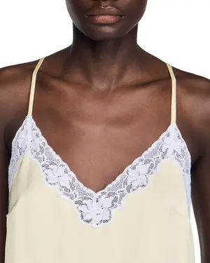 Sandro Lace Trimmed Ruffled Top - Light Yellow