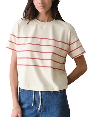 Marine Layer Cloud 9 Jersey Crewneck Tee - Red/white
