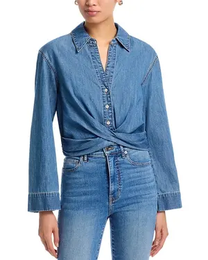 Veronica Beard Timothy Twist Hem Denim Shirt