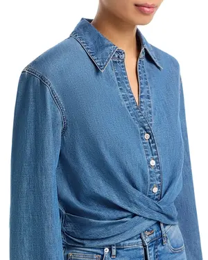 Veronica Beard Timothy Twist Hem Denim Shirt