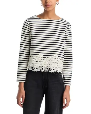 Veronica Beard Hovey Lace Trim Top