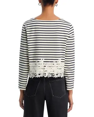 Veronica Beard Hovey Lace Trim Top