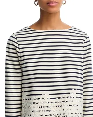 Veronica Beard Hovey Lace Trim Top