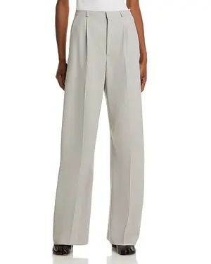 MAISON MARGIELA Pleated Straight Leg Pants - Pale Grey
