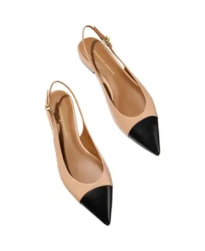 MARGAUX LONNBERG The Elise Slingback Flats - Dune And Black Nappa