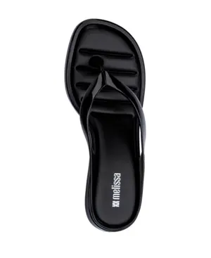 Melissa Thong Kitten Heel Flip Flops - Black