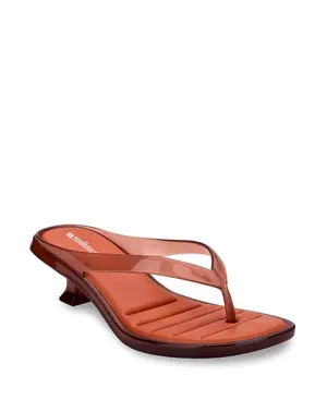 Melissa Thong Kitten Heel Flip Flops - Brown/orange